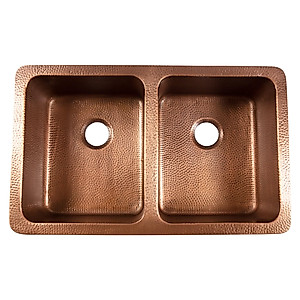 Sinkology Ganku Copper 36 Double Bowl Farmhouse Apron Front Undermount Kitchen Sink