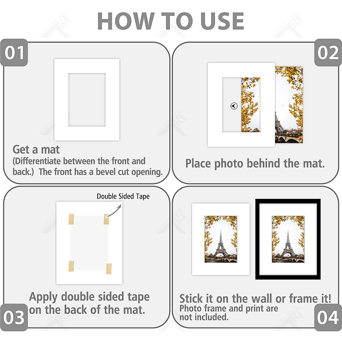 Golden State Art, 8x10 White Picture Mats with White Core Bevel Cut for 5x7 Pictures (Pack of 10 Mats)