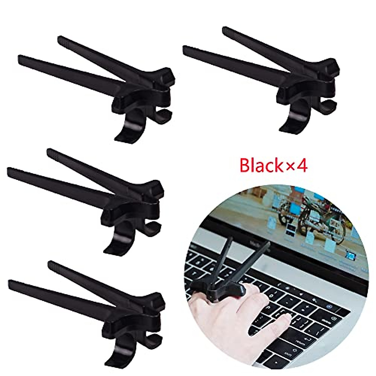 Heeloo 4pcs Finger Chopsticks for Gamers,Snack Clips,Gaming Finger Sleeves,Game Controllers,Game Accessories,Cell Phones Accessories,Gamer Gifts, Finger Tongs（Black，4 pcs）