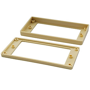 Musiclily Pro Plastic Humbucker Pickup Ring Flat Bottom Neck Bridge Pickup Frame Set for Electric Guitar, Cream