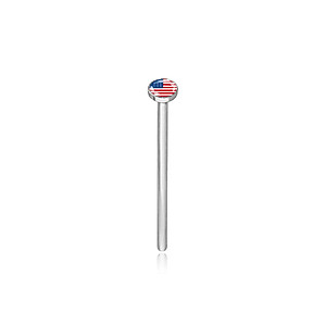 Nose Ring Bling 316L Surgical Steel LBend 2mm USA Flag Nose Stud Ring Choose Your Style 20G (NS437-USA-Lbend)