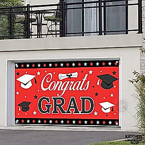 KatchOn, XtraLarge Red Congrats Grad Banner - 72x44 Inch Graduation Party Decorations 2023 | Graduation Banner 2023 for Red and Black Graduation Decorations 2023 | Red and Black Congratulations Banner