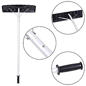 Aluminum Roof Rake Snow Remover with 5-20FT Extendable Snow Shovel Roof Rake with 25" X 6" Poly Blade Adjustable Telescoping Handle for Clearing Roof Vehicle Snow Leaves Debris (Ship from US) (type1)