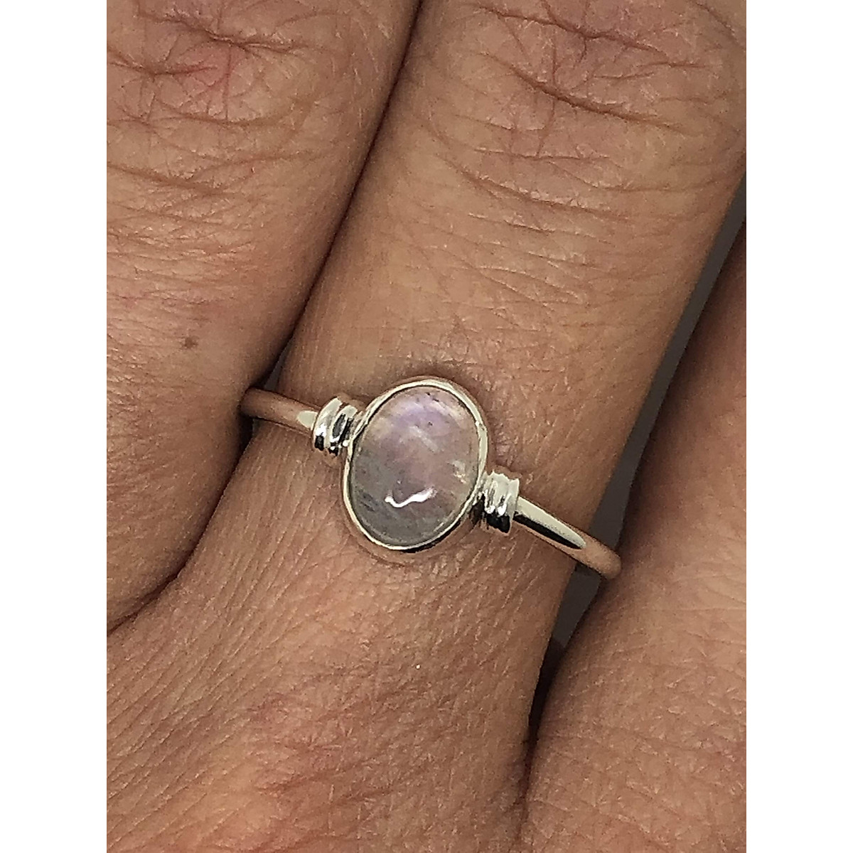 Koral Jewelry Oval Moonstone Delicate Ring 925 Sterling Silver Vintage Boho Chic (5)