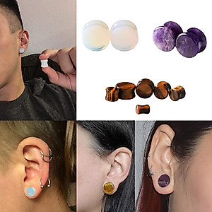 JOYTOYOU 8 Pairs Ear Tunnels Ear Plugs Silicone & Stone Ear Gauges Double Flare Soft Silicone Ear Expander Stretchers Piercing Jewelry 2G 6MMM