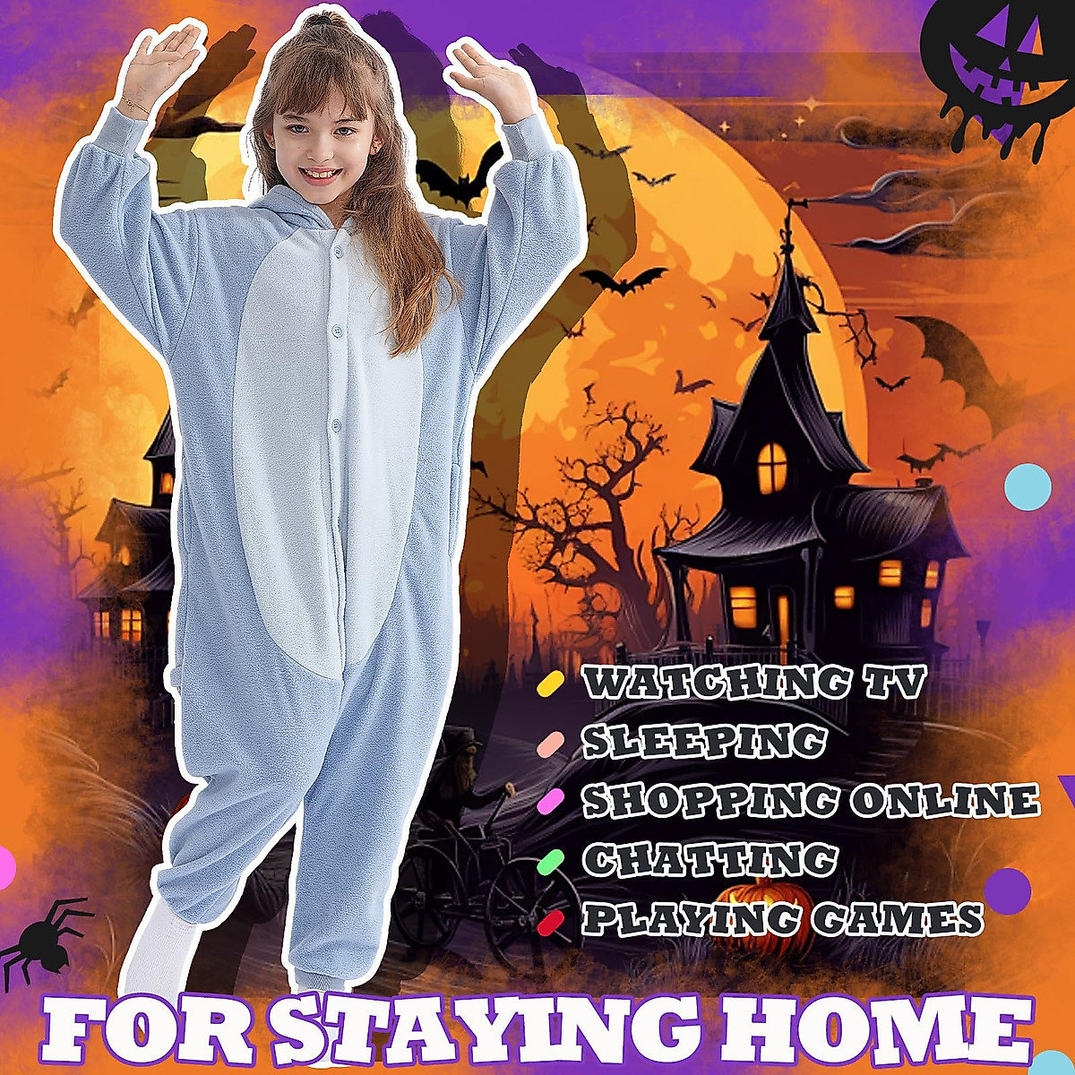 Beauty Shine Onesie Cartoon Animal Costume One Piece Pajamas Cosplay Halloween Christmas Sleepwear Jumpsuit Homewear (US, Age, 8 Years, Stitch)