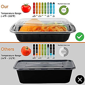 Miibox 28 Oz Bento Box with Lids, BPA Free, 50pcs Fork Disposable Food Take Out Container, Black