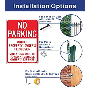 No Parking Without Property Owner's Permission Sign, Violators Will Be Towed at Vehicle Owner's Expense (3 Pack) 14 x 10 Inches .40 Rust Free Aluminum Reflective Sign, UV Protected,Weather Resistant,W