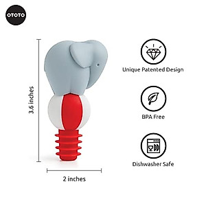 OTOTO Phil - Wine Stopper - Keep Wine Fresh with Reusable Wine Bottle Stoppers - Replace Wine Cork with BPA free Silicone Wine Plug - Fits Standard Sized Wine Bottles - Air tight - 3.6 x 1.6 x 2 inch