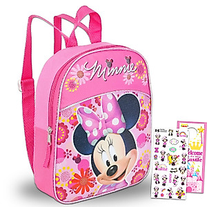 Disney Minnie Mouse 11" Mini Toddler Pre-School Backpack Bundle with Sparkles