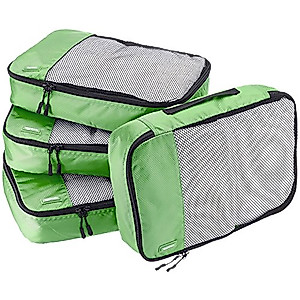 Amazon Basics 4 Piece Packing Travel Organizer Cubes Set - Medium, Green