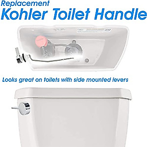 Toilet Flush Lever Handle Replacement, Universal Side Mount Toilet Tank Flush Lever Fit for Kohler Trip Lever, Polished Chrome (Side Mount)