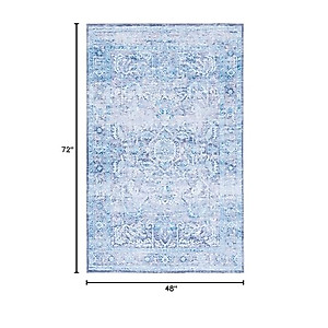 SAFAVIEH Tucson Collection Accent Rug - 4' x 6', Purple & Blue, Persian Design, Non-Shedding Machine Washable & Slip Resistant Ideal for High Traffic Areas in Entryway, Living Room, Bedroom (TSN185V)
