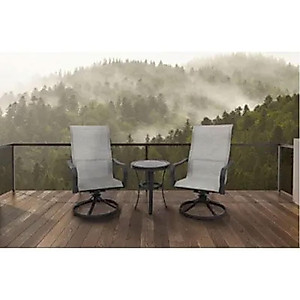 Four Seasons Courtyard Palermo 3 Piece Aluminum Bistro Furniture Set with Swivel Rockers and Drop in Tile Table for Outdoor Backyard Lawns and Patios