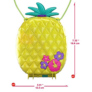 Polly Pocket Dolls & Accessories, 2-in-1 Travel Toy, Pineapple Purse Playset with Micro Polly & Lila Dolls