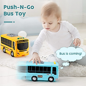 Joyibay Car Toy Bus for Toddlers - Simulation Steering Wheel School Bus Toys for Kids Educational Bus Driving Toy Musical Bus Transport Play Vehicles for Birthday and Easter Gift