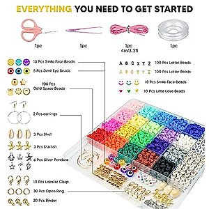 Dowsabel Clay Beads Bracelet Making Kit for Beginner, 5000 Pcs Preppy Polymer Clay Beads with Charms Kit for Jewelry Making, DIY Arts and Crafts Birthday Gifts Toys for Kids Age 6-13