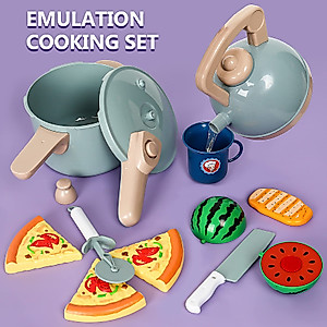 Shimirth Pretend Play Kitchen Accessories Playset, 38Pcs Kids Play Kitchen Toys with Play Pots and Pans, Utensils Cooking Toys, Cut Play Food Set, Canned Toy Food, Gift for Kids Toddlers Girls Boys