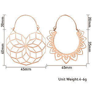LADEMAYH Ear Hangers Black Lightweight Earrings for Ear Tunnels Gauges- Sunflower Design and Jagged Floral Stainless Steel Body Piercing Jewelry 2 Pairs Selling