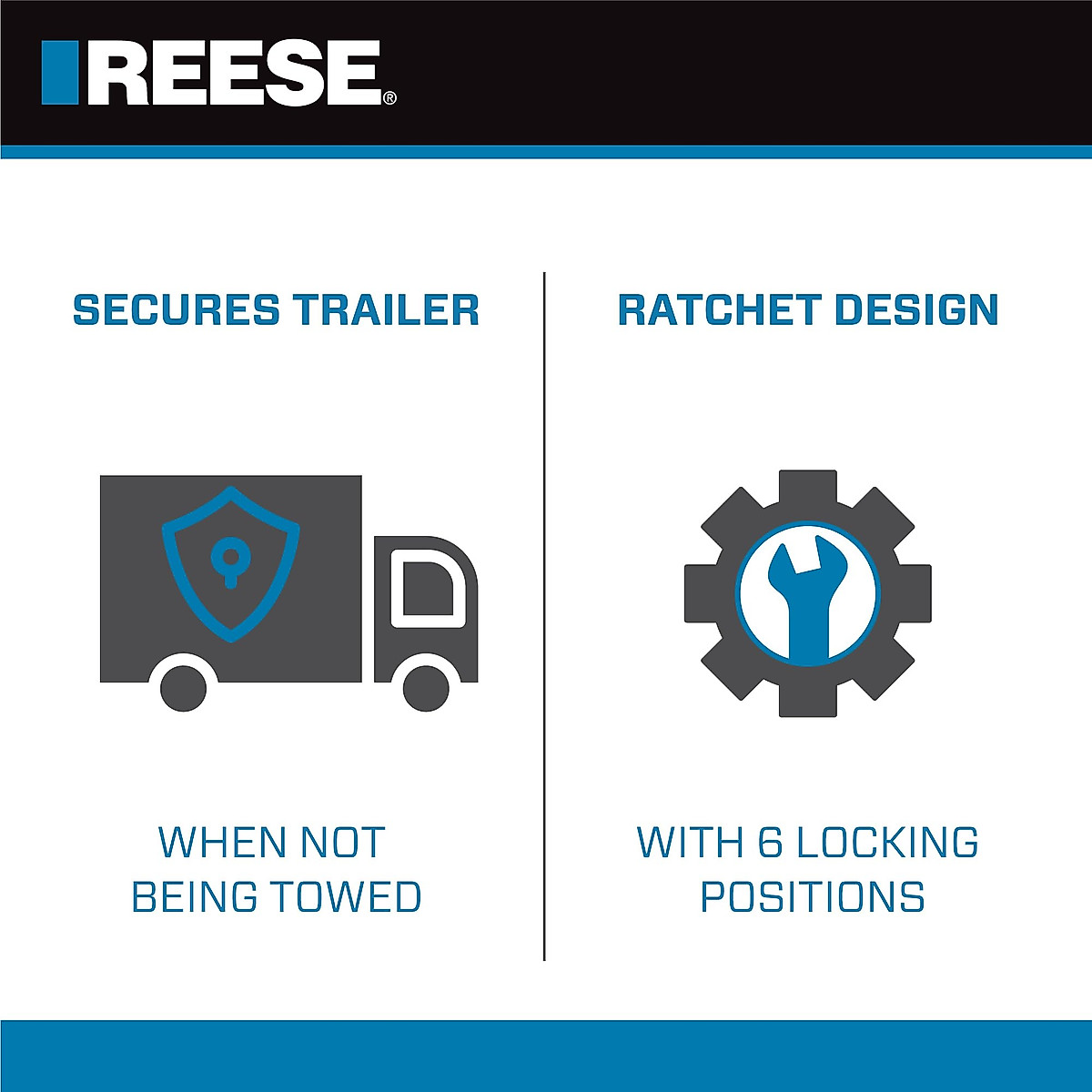 REESE Towpower 72783 Coupler Lock, Adjustable Storage Security, Heavy-Duty Steel, Yellow and Chrome