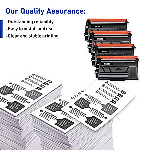 TN850 High Yield Toner Cartridge: 4-Pack Black Compatible Replacement for Brother TN 850 TN-850 TN820 TN-820 HL-L6200DW HL-L5200DW MFC-L5900DW HL-L6200DWT MFC-L5700DW MFC-L5850DW MFC-L5800DW Printer