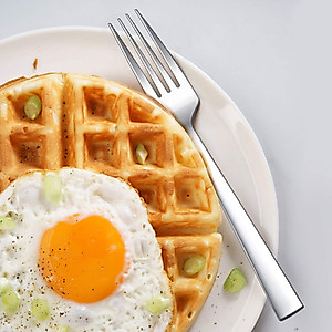 Dinner Forks Set of 12, E-far 7.9 Inch Stainless Steel Forks for Home, Kitchen or Restaurant, Non-toxic & Mirror Polished, Squared Edge & Dishwasher Safe