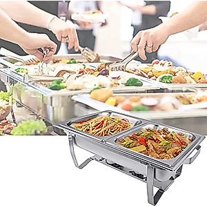 Valgus 2-Pack 8QT Stainless Steel Chafing Dish Buffet Chafer Set with Foldable Frame Water Trays, 2 Full Size, 4 Half Food Pans for Wedding, Parties, Banquet, Catering Events