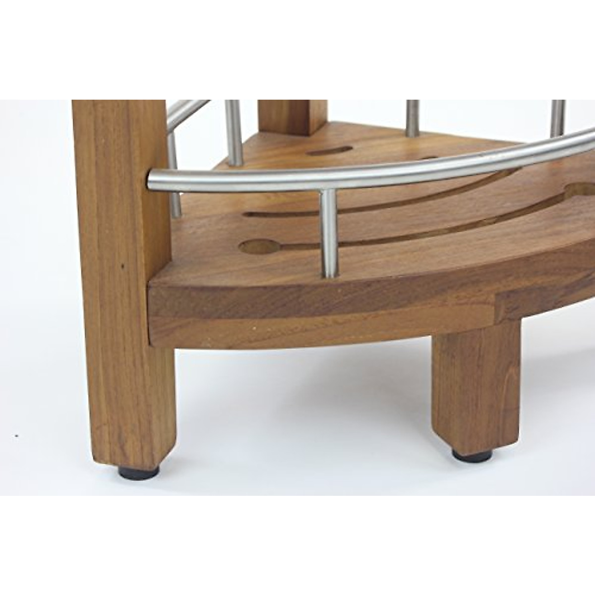AquaTeak Patented Kai Corner Teak and Stainless 3 Shelf Corner Stand