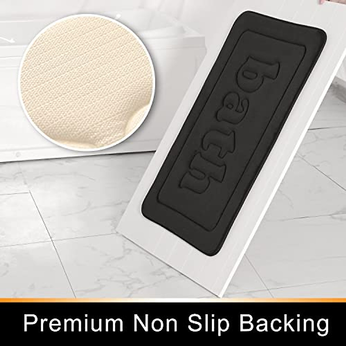 Memory Foam Bath Mat Black Bath Mats for Bathroom Non Slip Floor Rugs, Super Absorbent Bathmat Quick Dry, Machine Washable Bathroom Rug, Ultra Soft Coral Velvet Carpet for Shower,Tub 16"x24"