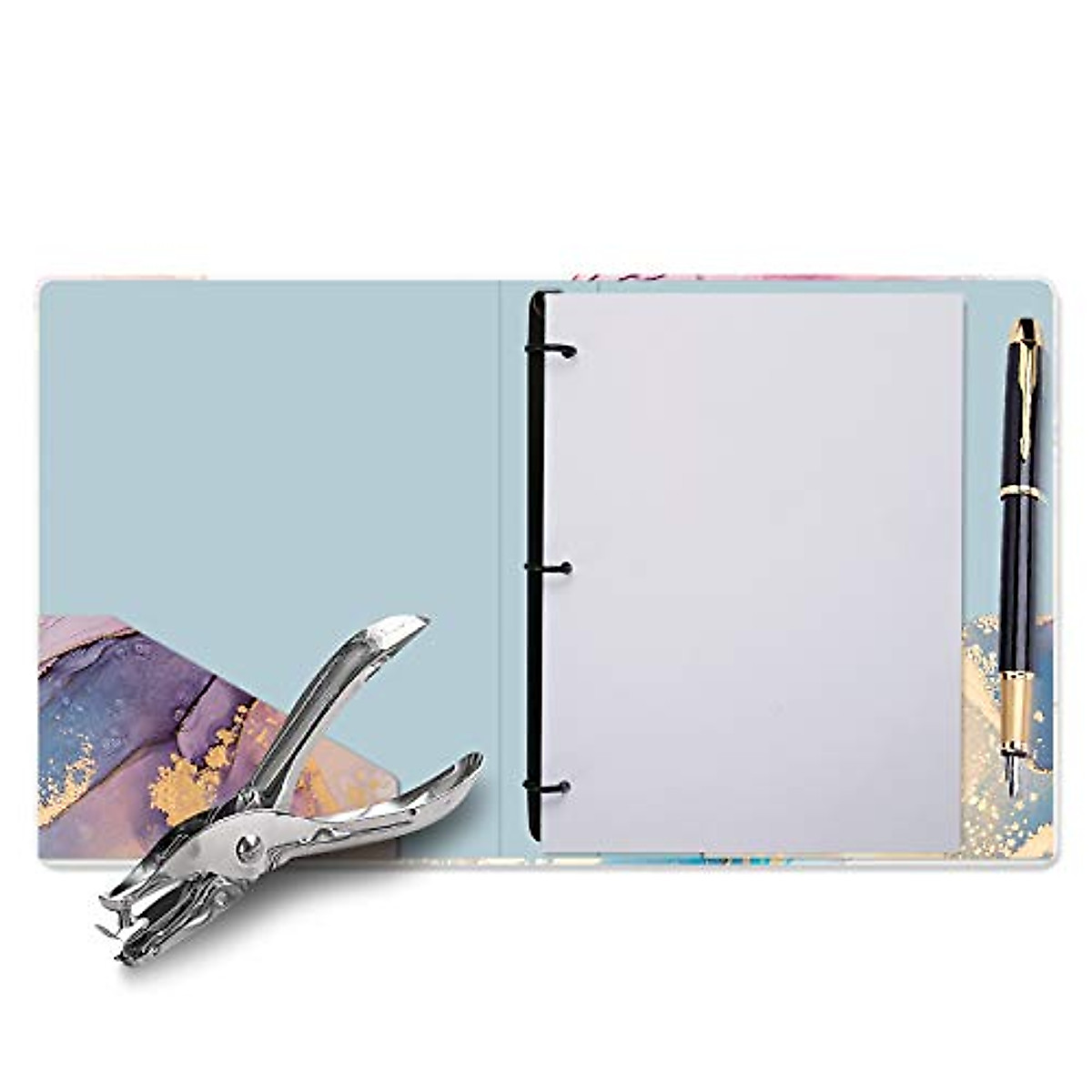 ZAXMEY 3 Ring Binder 1 Inch Ring, Fashion Design Binder for School, Home, Students, Women, Cute Custom Pattern with Hold Letter Size Interior Pockets,Gorgeous Marble