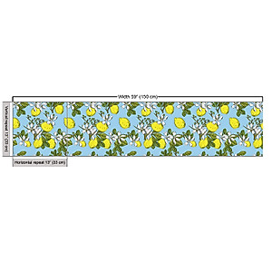Ambesonne Botanical Fabric by The Yard, Fresh Lemon Patterns with Blossoms and Branches Botanical Spring Art, Decorative Fabric for Upholstery and Home Accents, 2 Yards, Yellow Blue