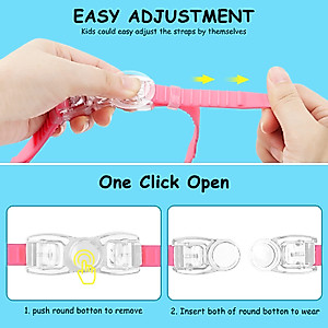 COOLOO Kids Swim Goggles for Age 3-15, 2 Pack Kids Goggles for Swimming with Nose Cover, No Leaking, Anti-Fog, Waterproof