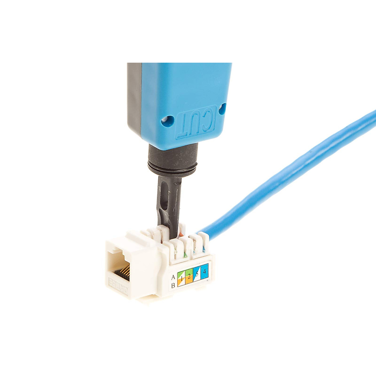 SATMAXIMUM Cat5e Keystone Ethernet Wall Jack Punch Down UTP 45-Degree (Easier Termination Than 90-Degree), RJ45 Slim Profile Speed Termination White 45° Angled (50 Pack)