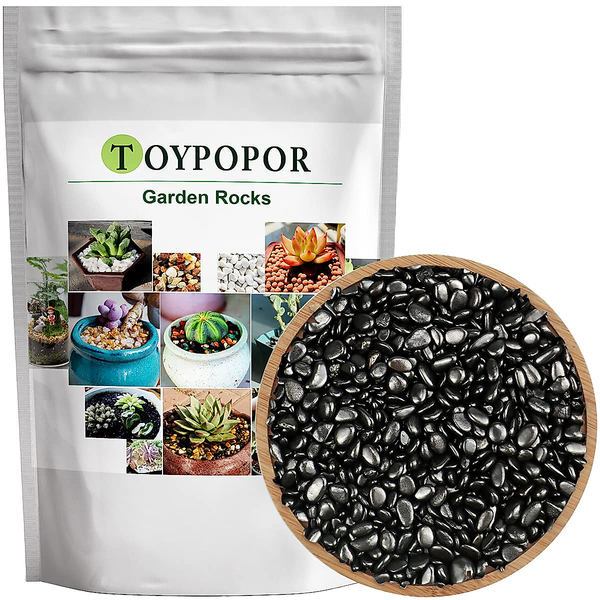 Black River Rocks, 2lb 6-9mm Natural Polished Pebbles, Small Decorative Indoor Plant terrarium Gravel, Succulents Cactus Bonsai Landscape Stone for Fish Tank, Vase Fillers, Home Decor and Fairy Garden
