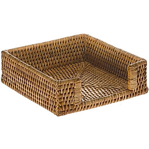 KOUBOO La Jolla Rattan Napkin Holder, 7.5 inches x 7.5 inches x 2.5 inches, Honey Brown