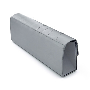 TrendsBlue Elegant Pleated Satin Flap Rhinestones Clutch Evening Bag, Grey