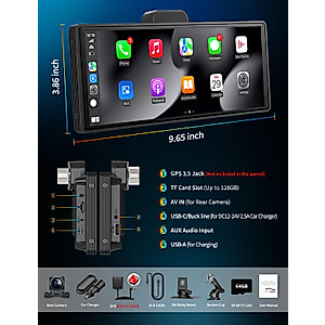 9.3" Portable Apple Carplay Screen for Car with 4K ADAS Dash Cam, Wireless Apple Carplay & Android Auto, 1080P Backup Camera, Phone Mirroring, AUX/FM/Speaker
