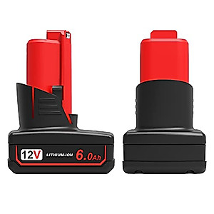 Rocivic Replace for Milwaukee M12 Battery 6.0Ah 2 Packs, Compatible with Milwaukee 12V 48-11-2410 48-11-2420 48-11-2411 48-11-2401 12 Volt Lithium Ion Battery
