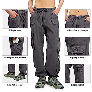 Cargo Pants Women Baggy Hiking Casual Cotton Military Tactical Army Combat Work Pants with 7 Pockets,Dark Gray L