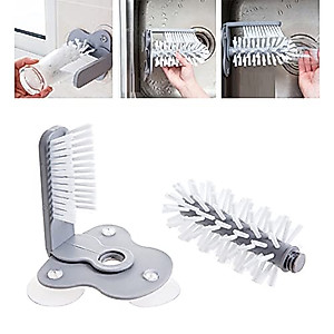 Mednkoku Glass Washer with Suction Base Standing Double Sided Bristle Cleaner Bottle Cleaning Brush Cup Washing Brushes