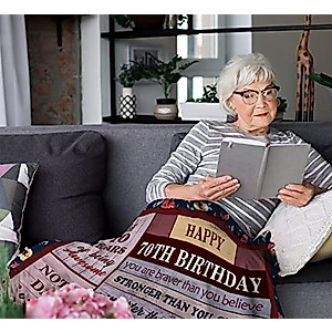 Muxuten 70th Birthday Gifts for Women/Men - 70th Birthday Gifts Blanket 60"X50" - Best Gifts for 70 Year Old Woman, 70 Year Old Birthday Gifts for Women, 70th Birthday Gift Ideas, Birthday Party Decor