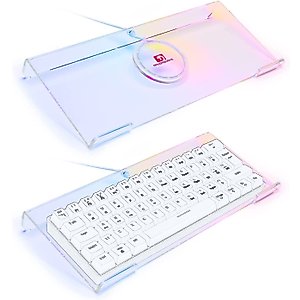 SELORSS Acrylic Computer Keyboard Holder,366 Kinds RGB Compact Keyboard Tray,Gaming Keyboard USB Interface Titled Keyboard Stand Ergonomic Typing,Clear Keyboard Riser for Office Desk,PC,Gaming.