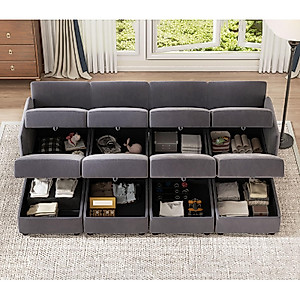 COMHOMA Convertible Sectional Sofa for Living Room, Free Combination L/U Shaped Sofa with Storage Chaise for Living Room, Apartment and Small Space 8 Seaters(4+4)