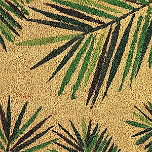 Juvale Tropical Welcome Mat for Outdoor Entrance, Coco Coir Palm Leaf Plant Doormat for Front Porch, Patio (30 x 17 in)