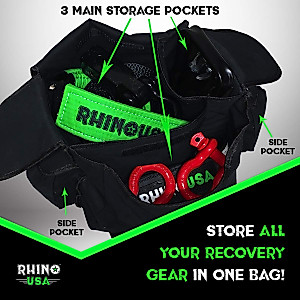 Rhino USA Recovery Gear Storage Bag - Ultimate Recovery Kit Bag for Organization in Your Vehicle - Use With Your Tow Strap, Shackles, Snatch Block or Anything You Desire - Guaranteed For Life!