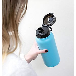 MIRA Stainless Steel Water Bottle - Hydro Vacuum Insulated Metal Thermo Flask Keeps Cold for 24 Hours, Hot for 12 Hours - BPA-Free One Touch Spout Lid Cap - 24 oz Hawaiian Blue