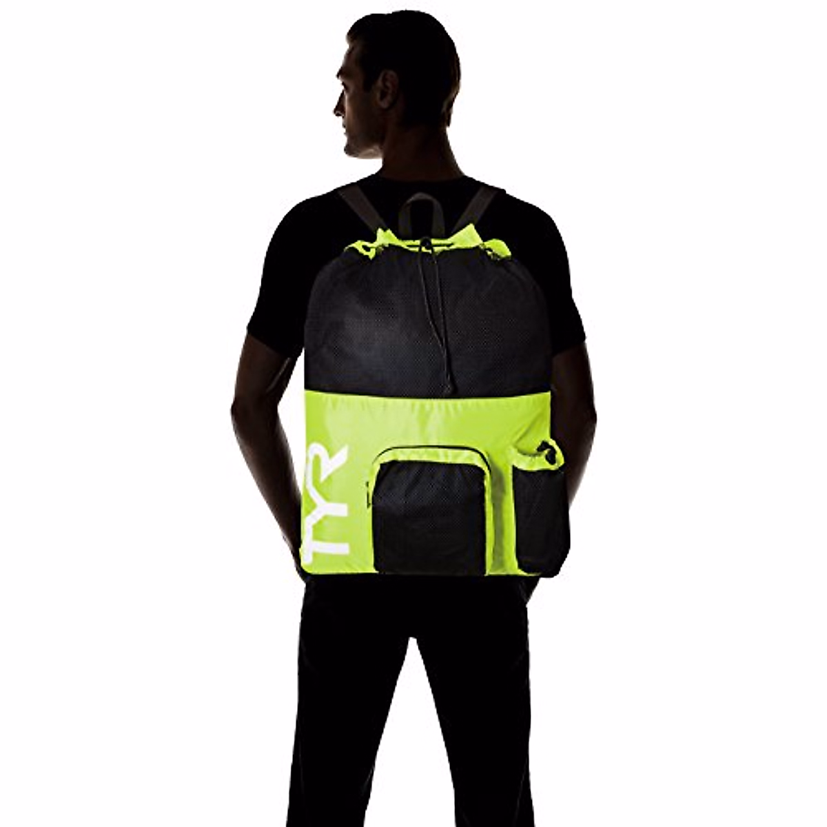 TYR Big Mesh Mummy Backpack for Wet Swimming, Gym, and Workout Gear, Yellow