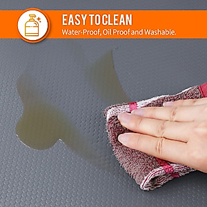 Shelf Liners for Kitchen Cabinets Non-Adhesive, Drawer Mats Liner for Bathroom, Plastic Pantry Shelf Liner Non Slip, Waterproof Washable Cabinet Protector Liners for Shelves, Cupboard Liner Gray