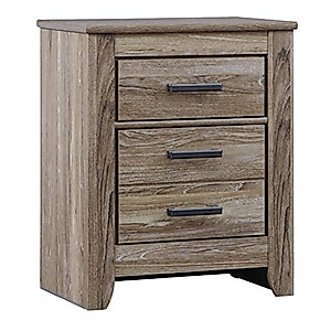 Signature Design by Ashley Zelen Rustic Contemporary 2 Drawer Nightstand, Warm Gray