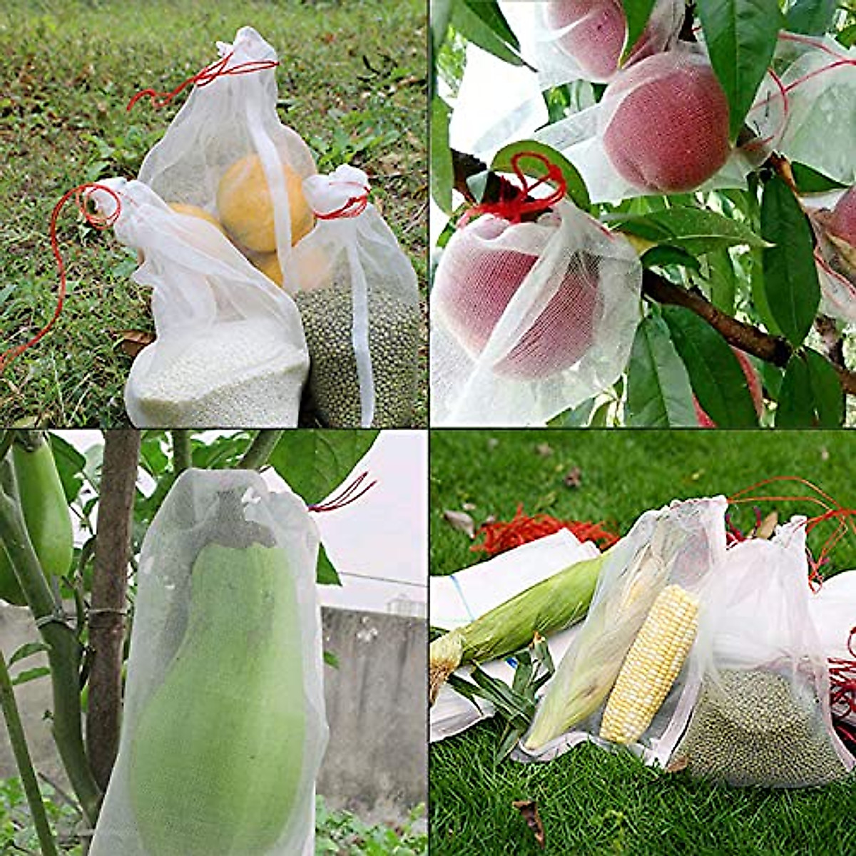 50pcs Bird Netting Bags, Fruit Protection Bags Mesh, Garden Insect Net Bags with Drawstring, 6" X 10" Mosquito Netting Bag Garden Pest Barrier for Protecting Plant Fruits Trees Vegetables and Flower.